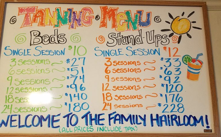 Tanning Prices and Packages - The Family Hairloom is Your Full Service ...